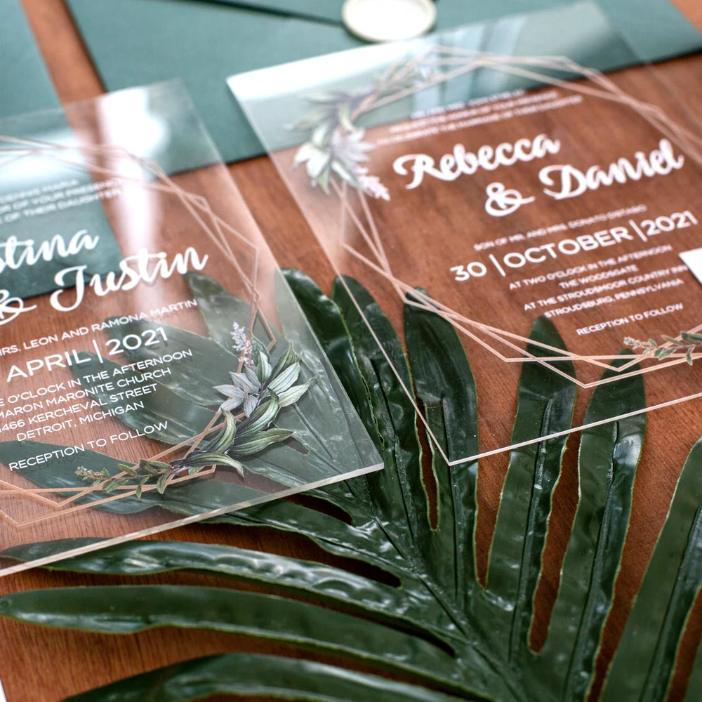 China Acrylic Wedding Card Invitations Fancy Floral Acrylic Wedding ...