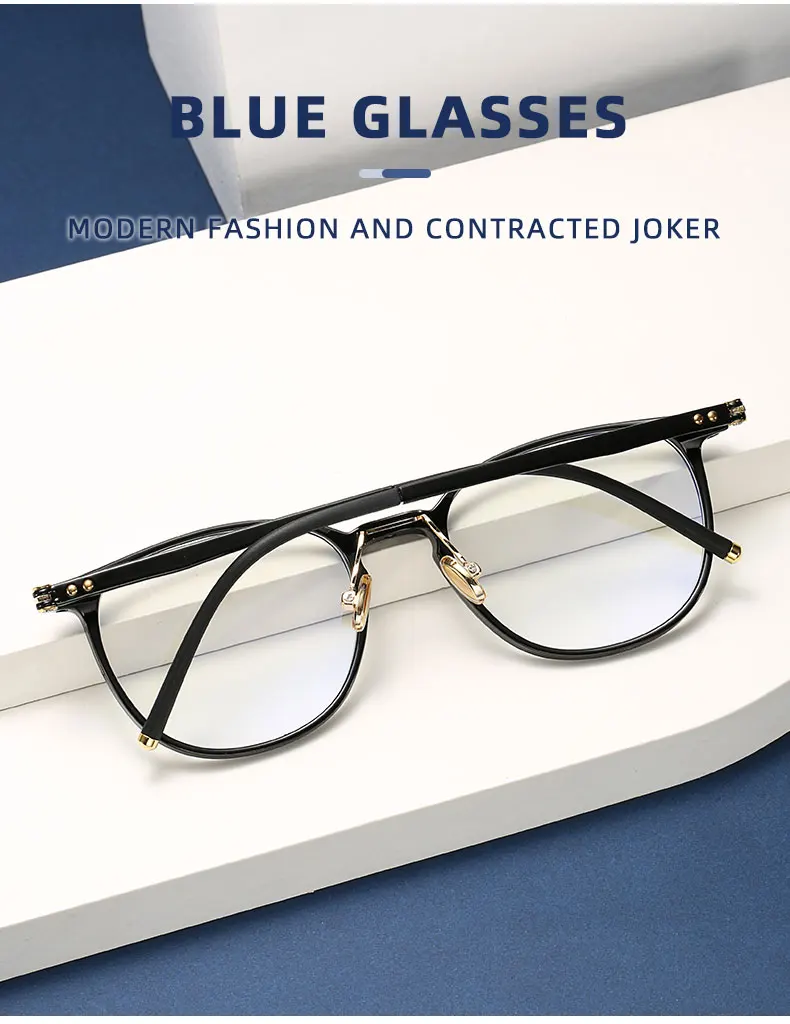 Unisex Tr90 Blue Light Blocking Glasses Round Eyeglasses Frame With ...