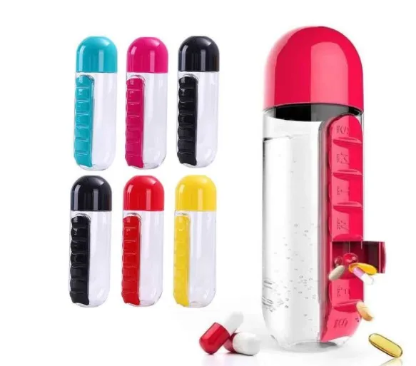 Wholesale 600ml Portable Pill Water Bottle Weekly Plastic Sport Water ...