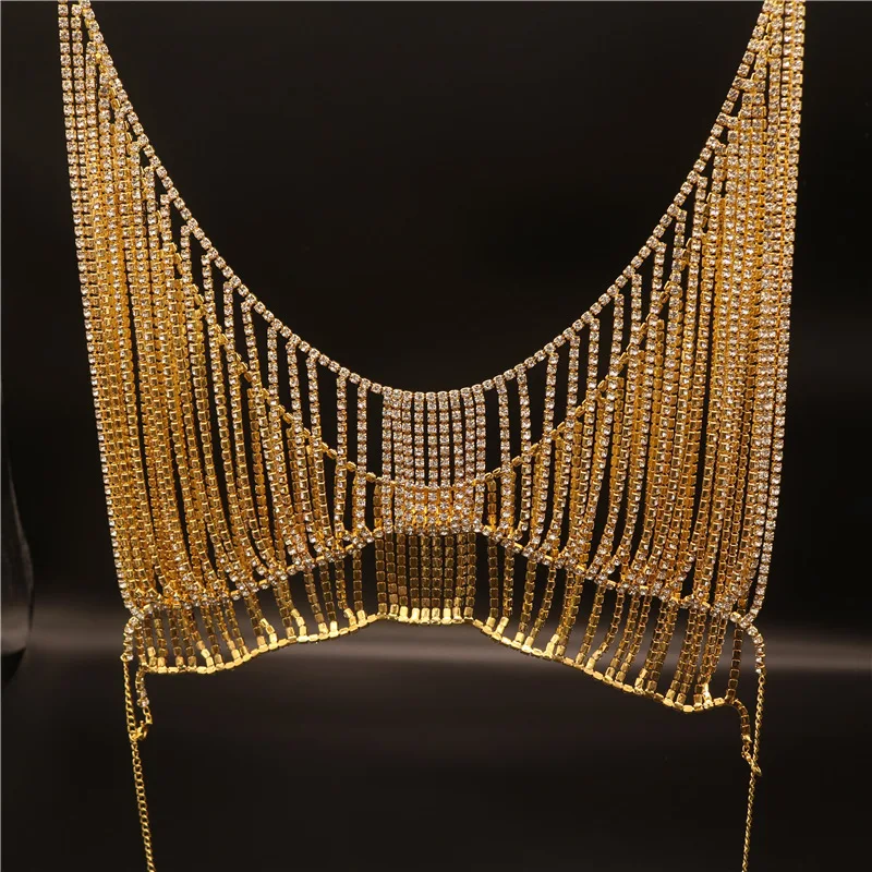 Crystal Chain Top - Sparkle Women Crop Top with Diamonds