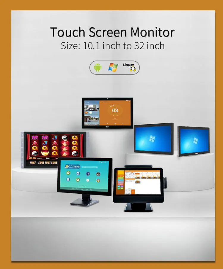 21.5 Inch Industrial Panel PC Computer with Win/Android/Linux System 10-Point LCD Touch Screen ...