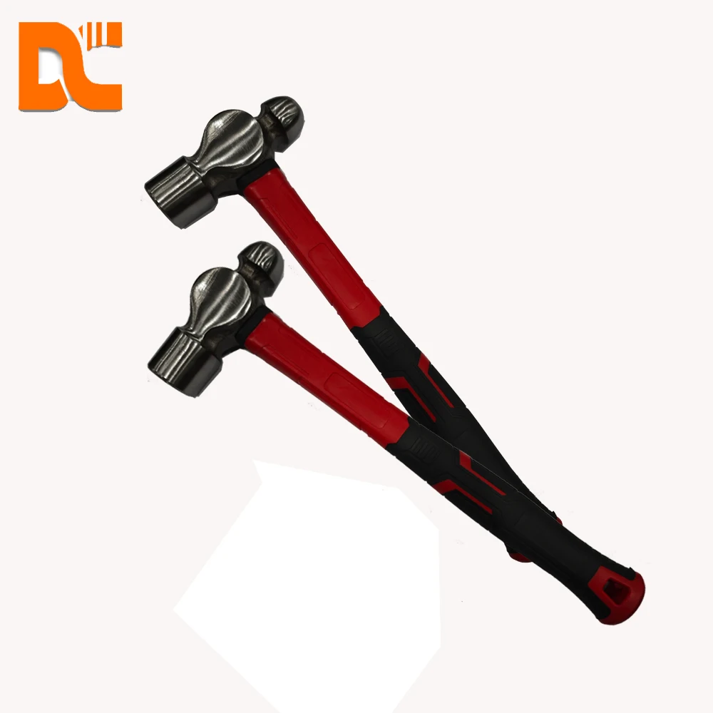 16oz Ball Pein DIY Hammer with Red TPR Handle Carbon Steel and Titanium ...