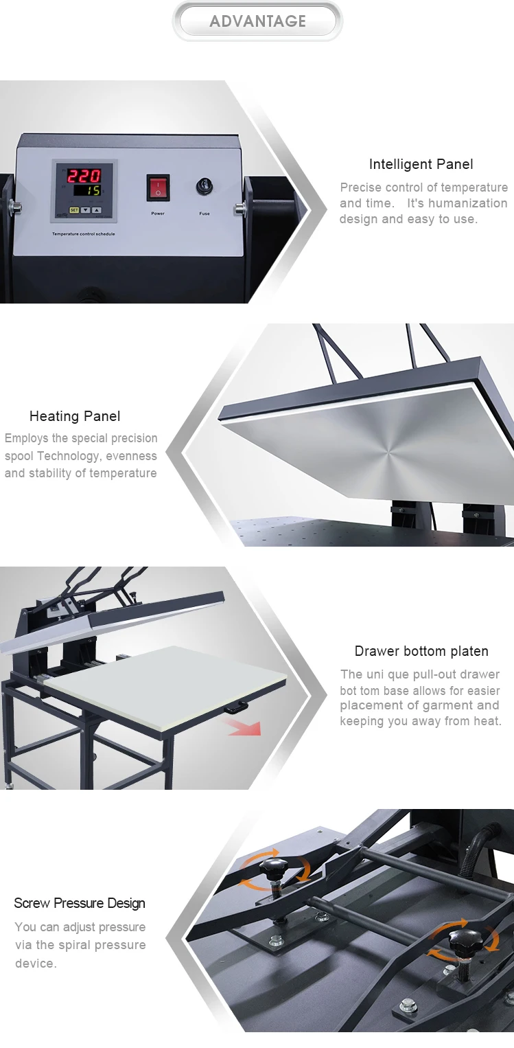 Manual User-friendly New Type High Pressure 80 X 100 Platen Black Big ...