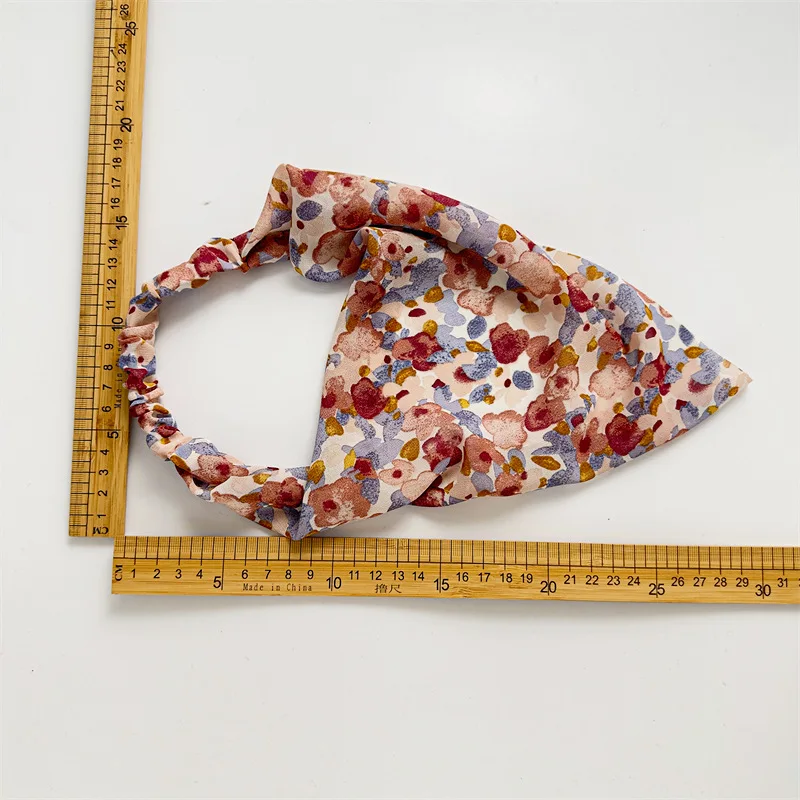 Elastic Boho Floral Printed Turban Headband Cute Triangle Bandana Hair ...