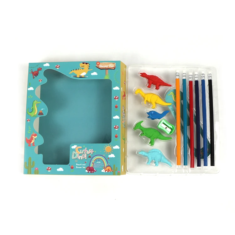 Soododo Custom New Design Cute Dinosaur Eraser Stationery Set Kids ...