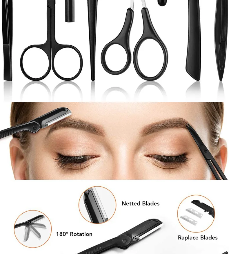 12pcs/set Eyebrow Brush Kit Eyebrow Shaving Tool Sets Steel Wholesale ...