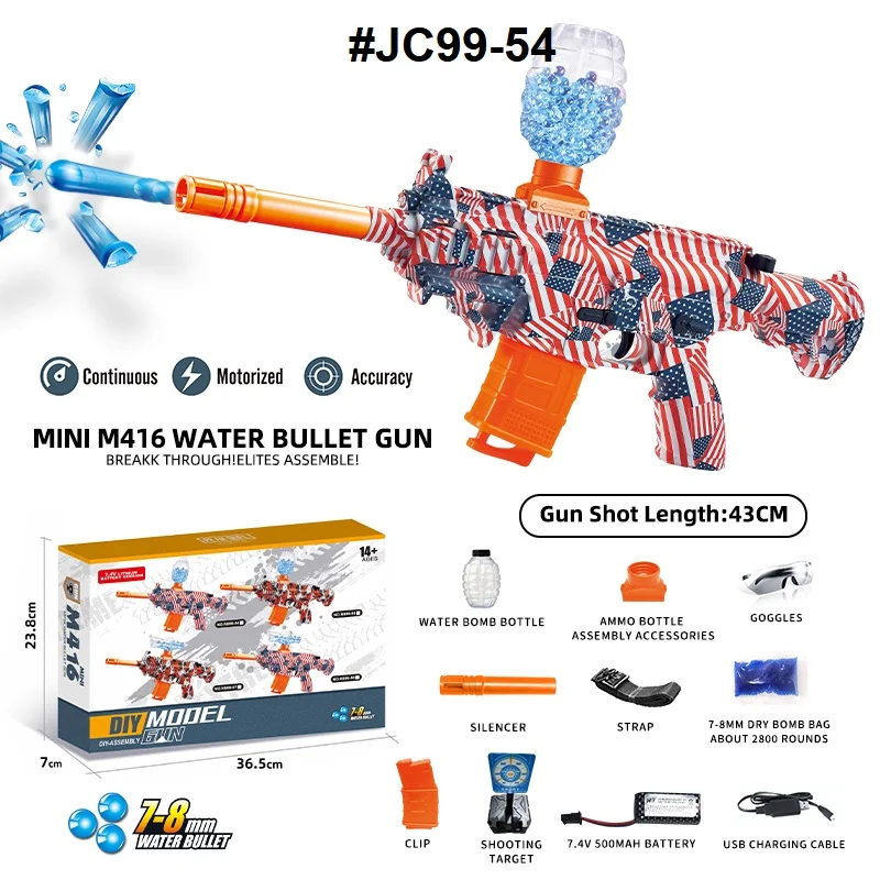 Gell Blaster Splatter Ball Gun M416 Automatic Electric Gel Gelblaster ...