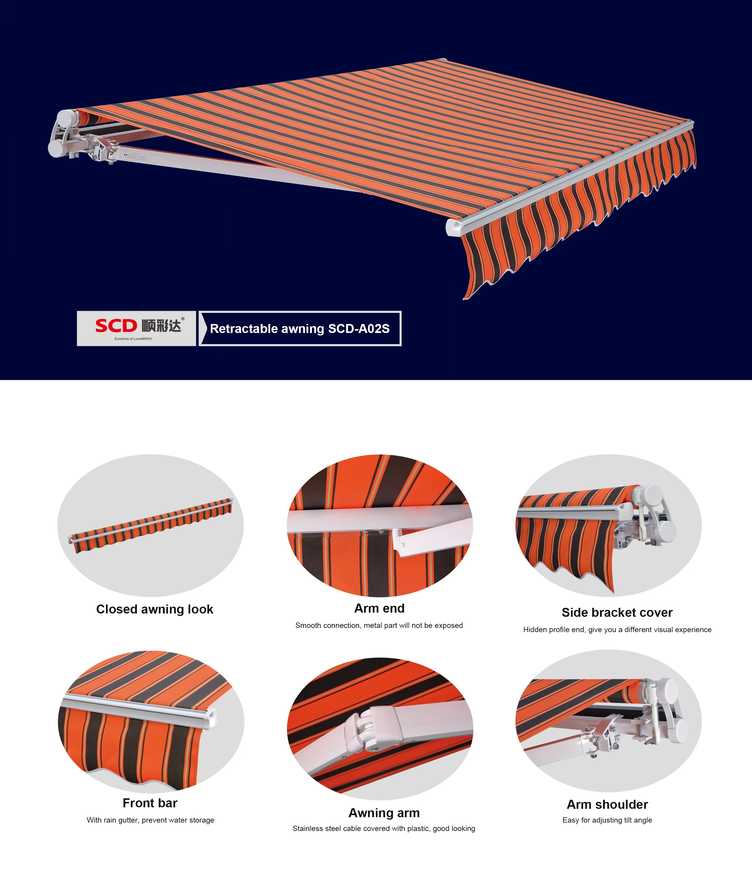 Outdoor Manual or Motorized Aluminum Window Awnings