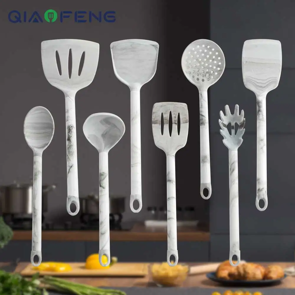 Silicone Cooking Tools Marble Coating Kitchen Essential Tools Utensil ...