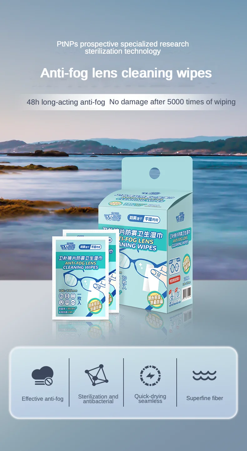 20 Pieces Individually Packaged Antibacterial Alcohol-based Anti-fog ...