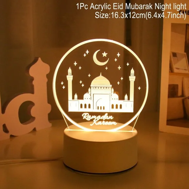 Eid Mubarak Acrylic Light With LED Base Glow Eid Gift 3D Night Light ...