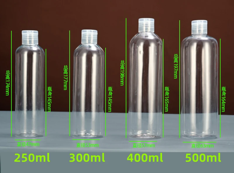 Clear PET Plastic Bottles with Flip Top Cap - 30ml to 500ml