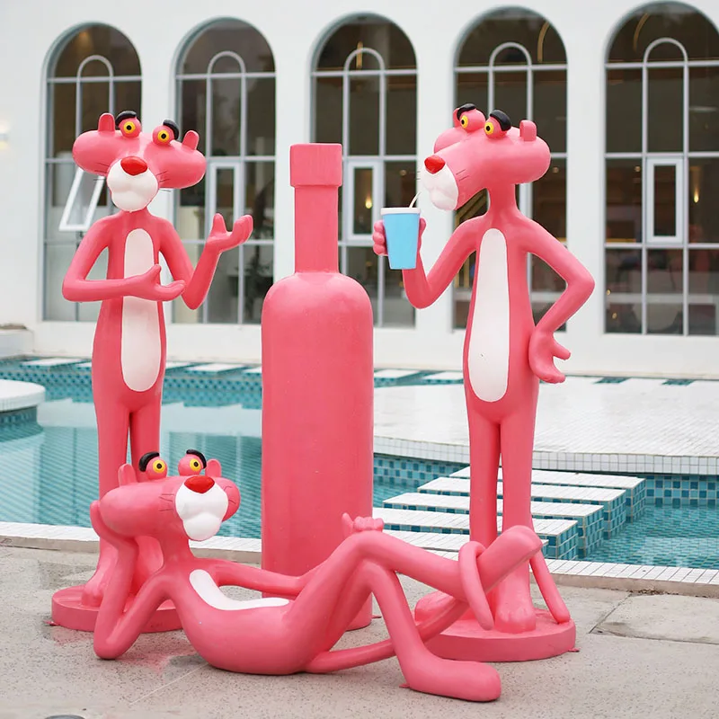 FRP Pink Panther Statue - Customized Outdoor Decor