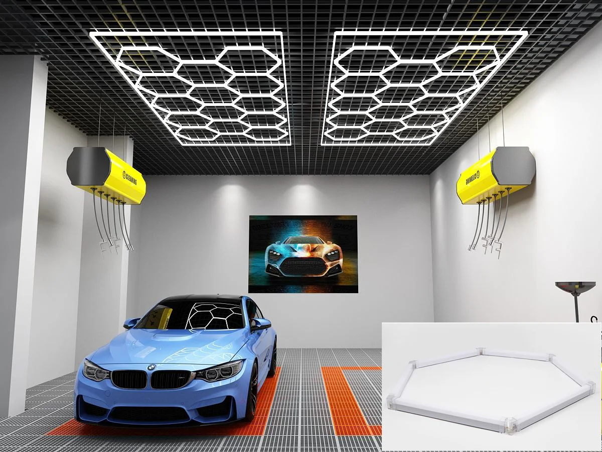 Hexagonal LED Lights - Efficient Workshop Lighting