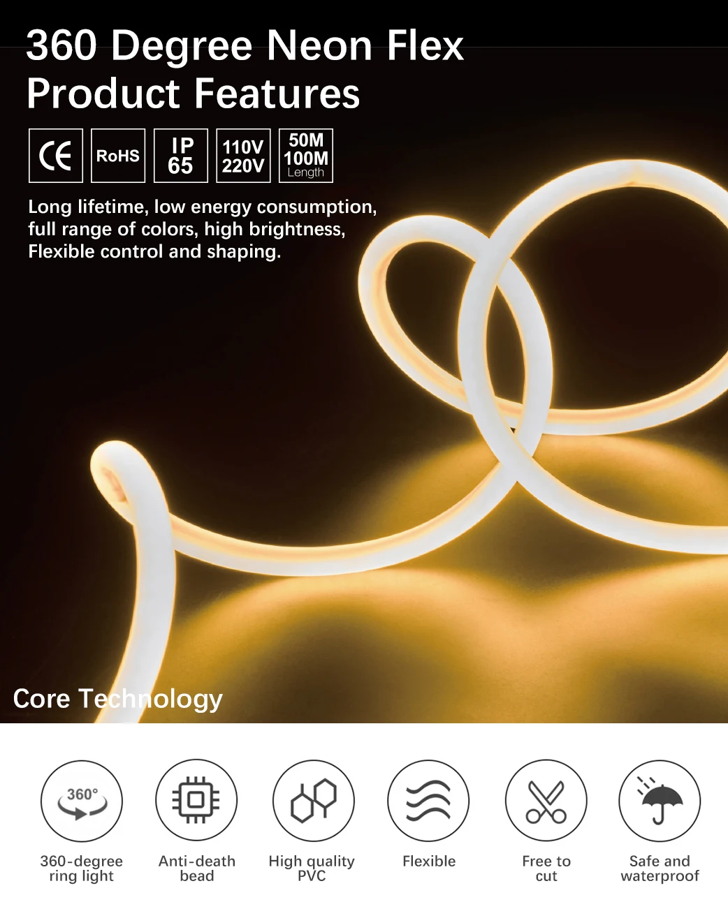 24v Multi Color Led Neon Flex Purple 360 Degree Neon Led Lights ...