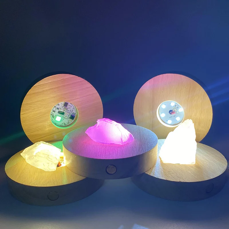 Resin Art Display Wood Light Base LED Adjustable Orgone Pyramid Display ...