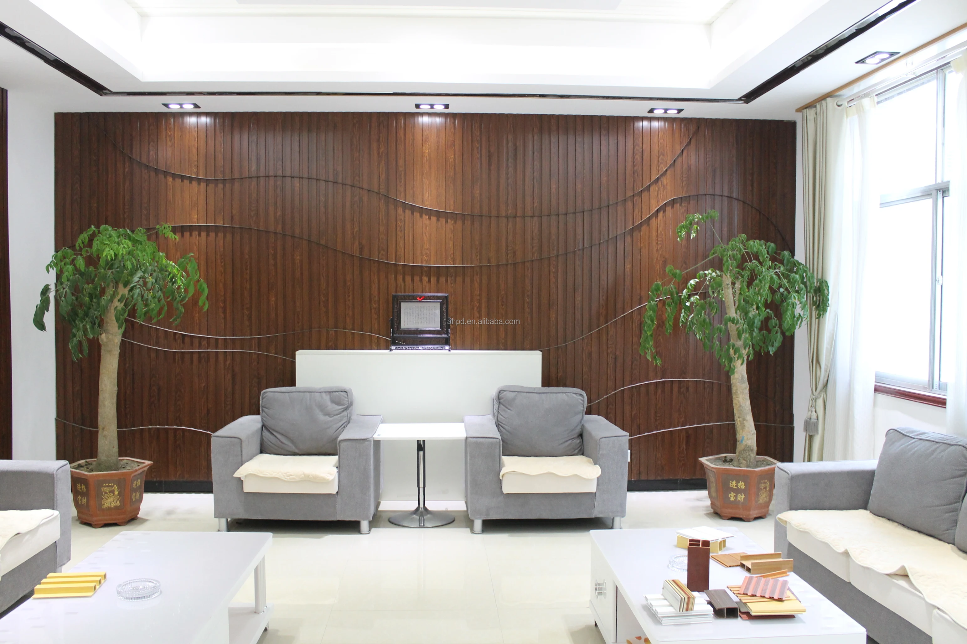 Interior Decorative 3D Fluted Wall Panel Cladding Indoor Wooden Grain ...