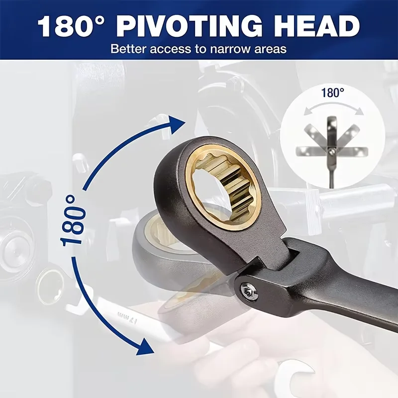 180° Rotating Head Combination Wrench Swivel Adjustable Spanner for ...