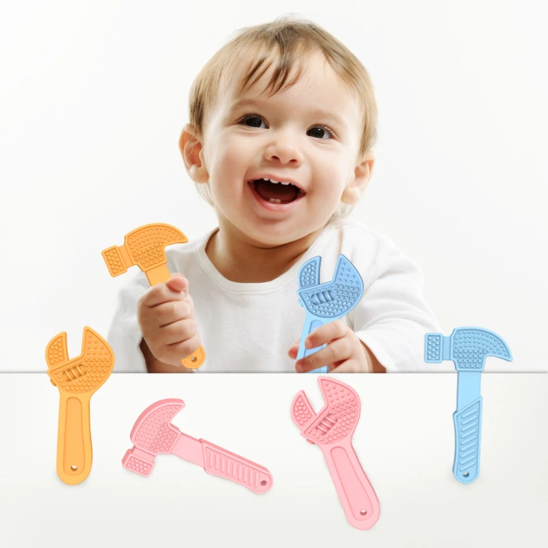 Wholesale BPA Free Soft Teething Toy Baby Silicone Wrench Hammer Tool ...