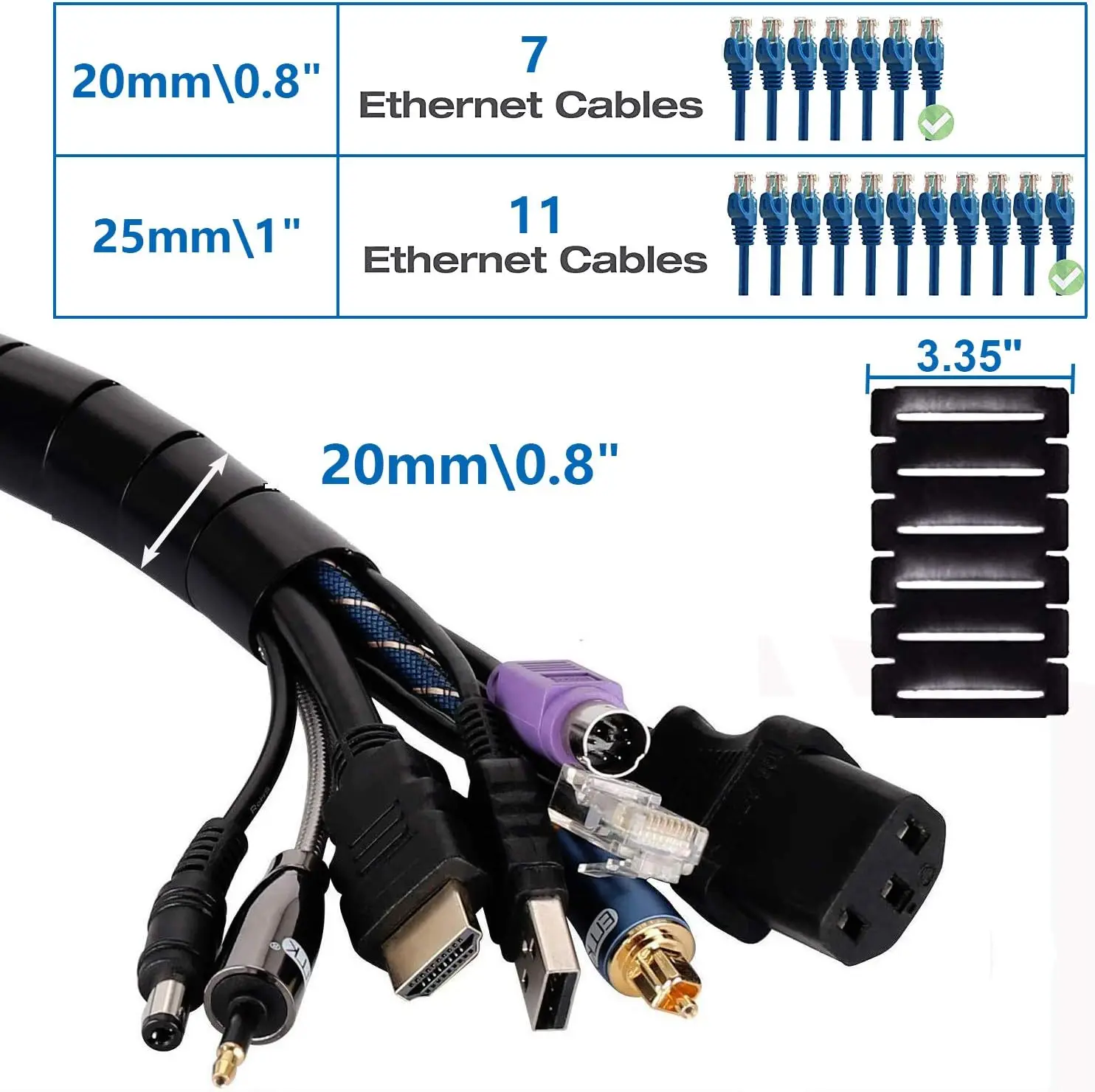 Cable Management Sleeve Organizer 118inch Cord Wire Wrap Coiled Tube ...