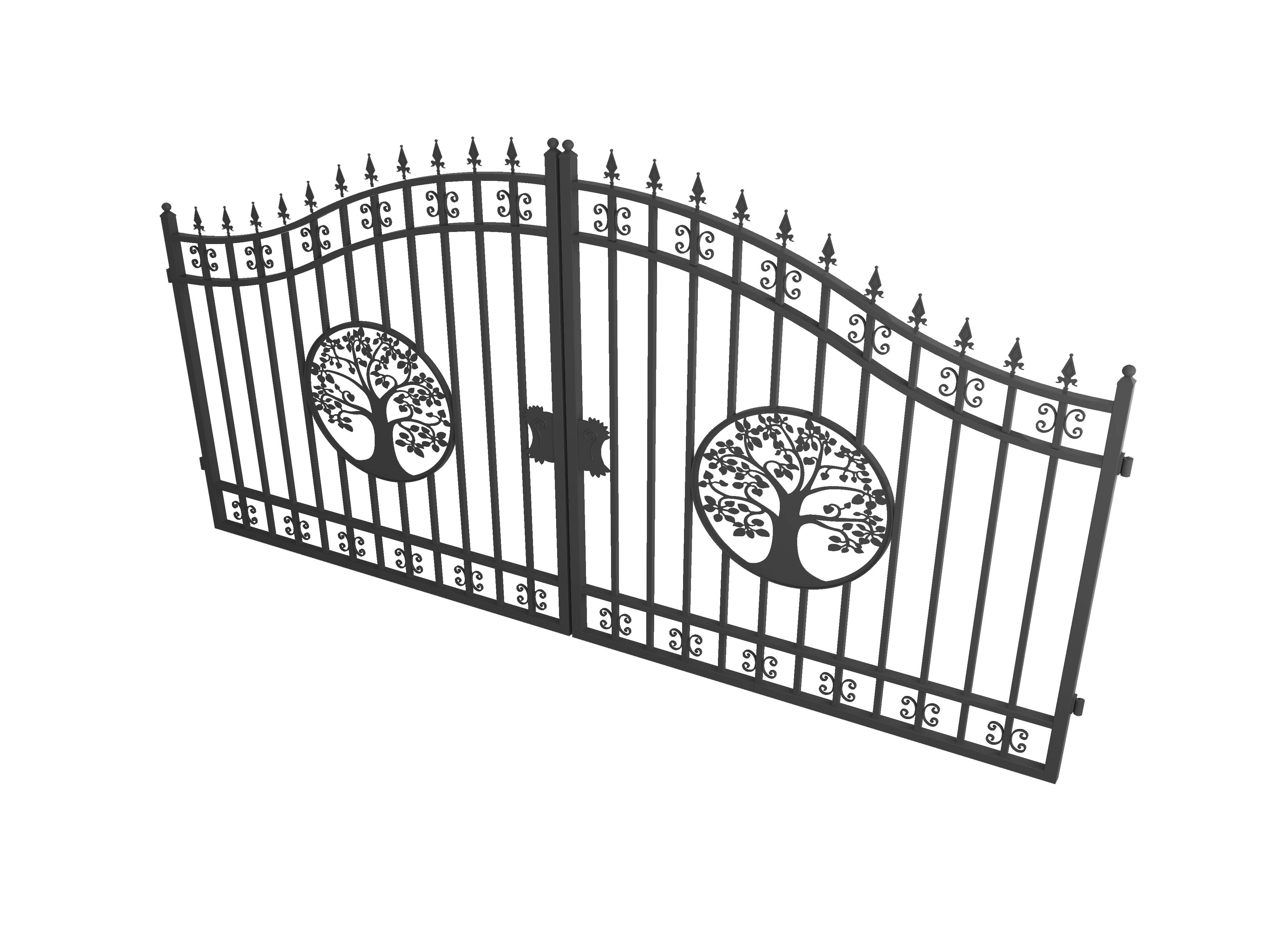 Suihe Wrought Iron Fence Bi-parting Swing Steel Gate Animal Painting ...
