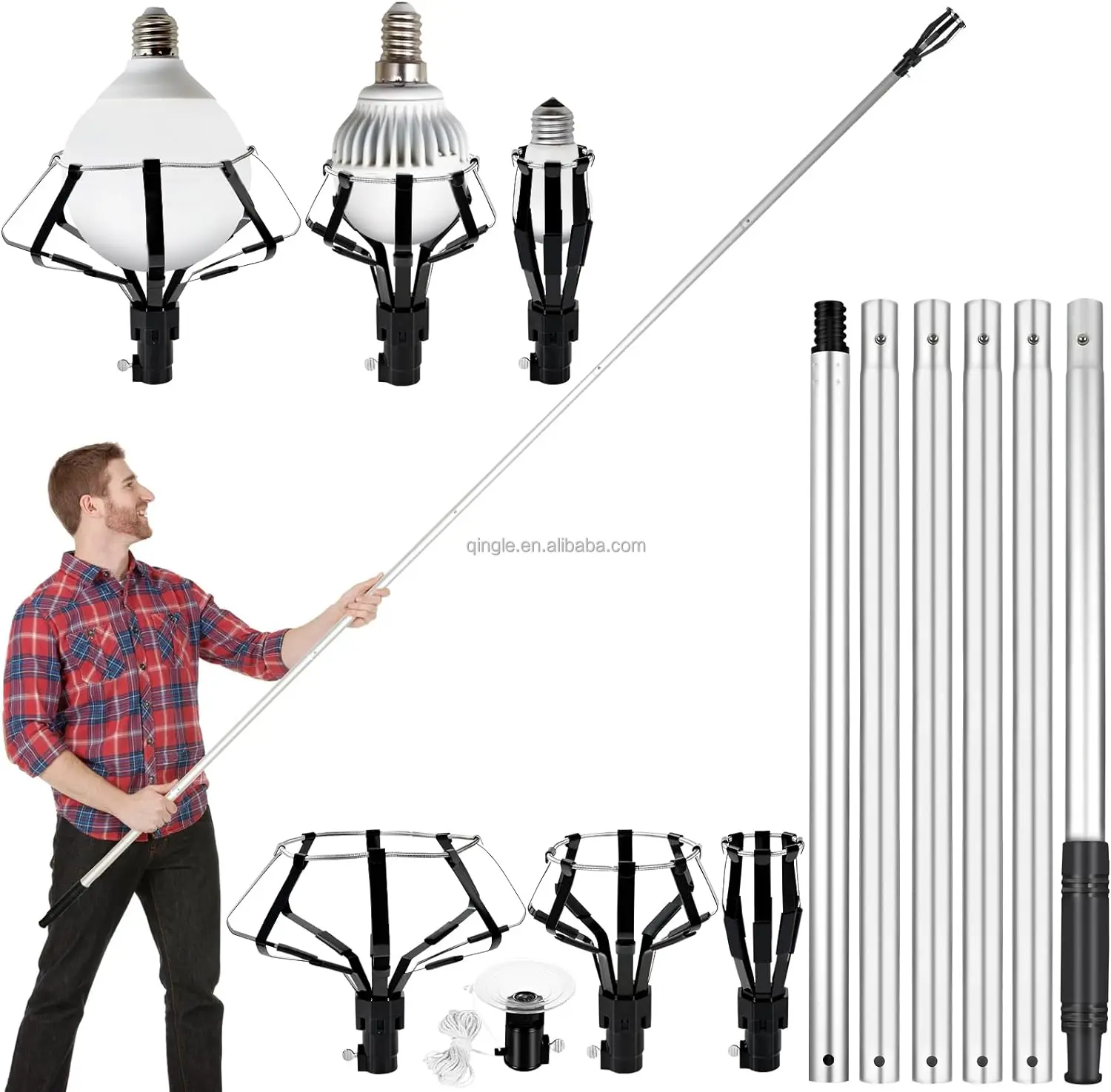 Qingle High Ceiling Light Bulb Changer Tool - Bulb Picker Kit