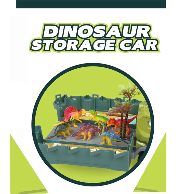 Dinosaur Container Engineering Car Double-sided Storage Plastic Toys ...