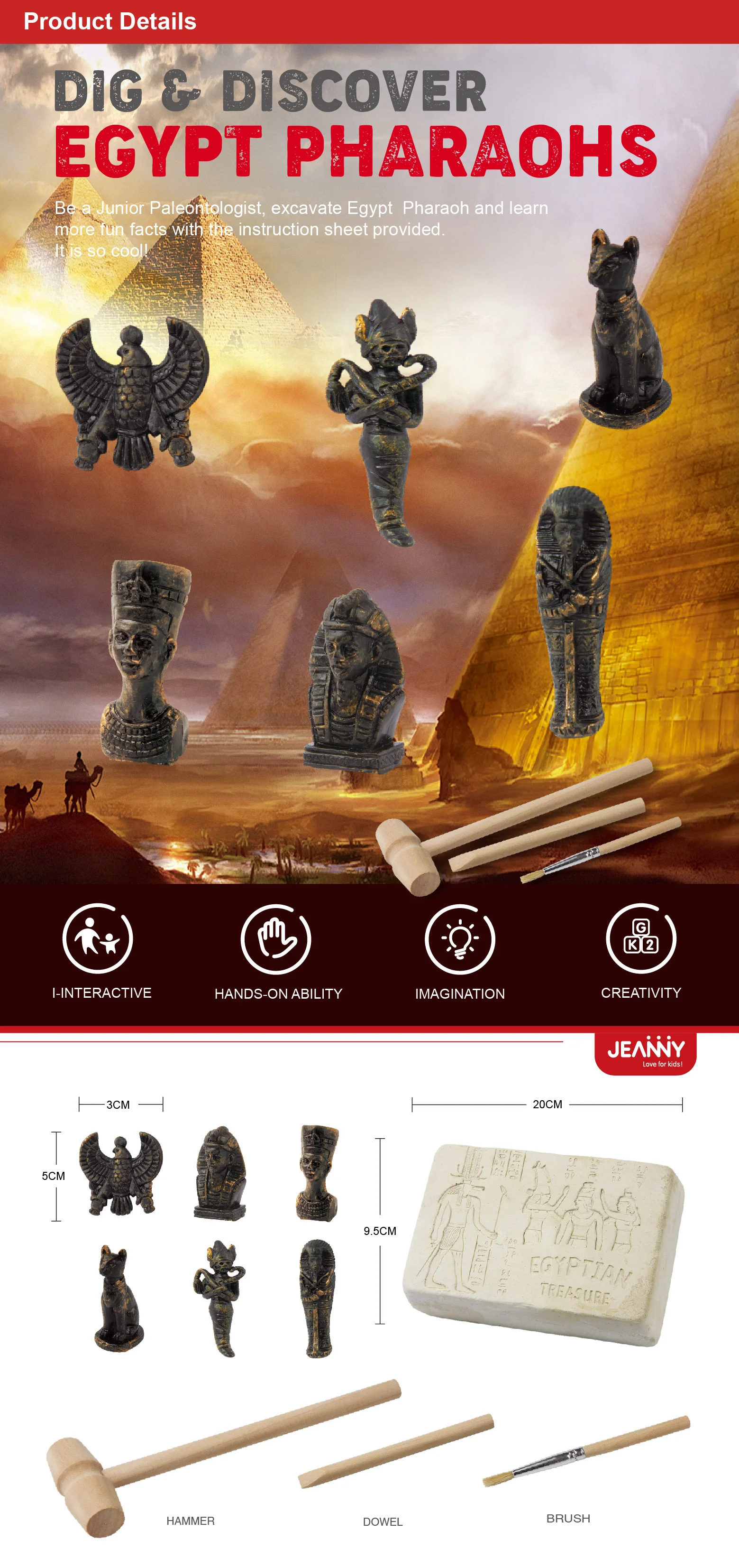 Pharaohs Archaeology Fossil Excavation Kit Toy for Kids