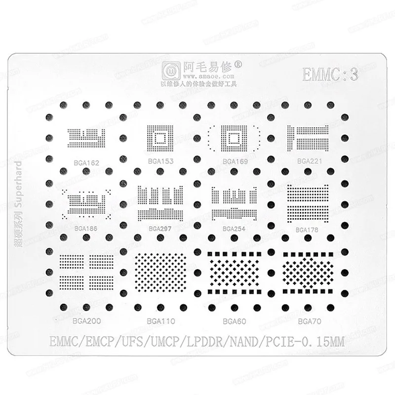 Amaoe Emmc3 Bga Stencil Bga162 153 169 221 186 254 Emcp Emmc Memory ...