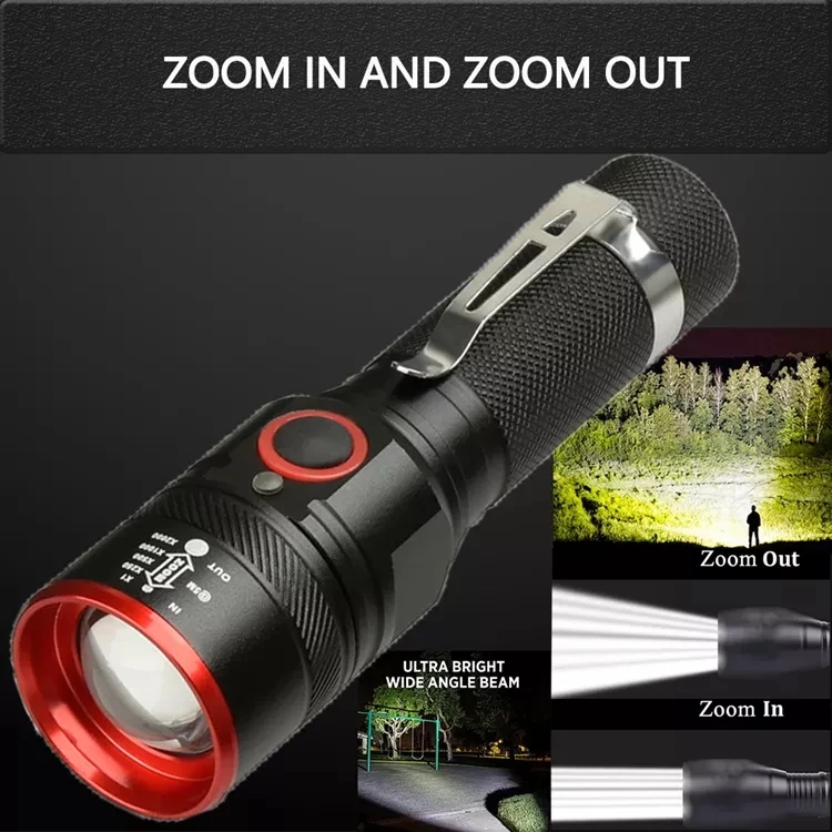 Outdoor Waterproof Usb Rechargeable Zoomable 3 Modes Bright Led Flash ...