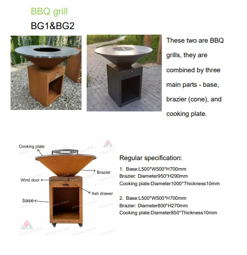 Outdoor Corten Steel Large Camping Charcoal Metal Barbecue Grills ...