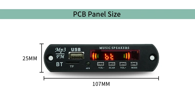 12V USB MP3 Player Decoder Module with FM Adapter & Bluetooth