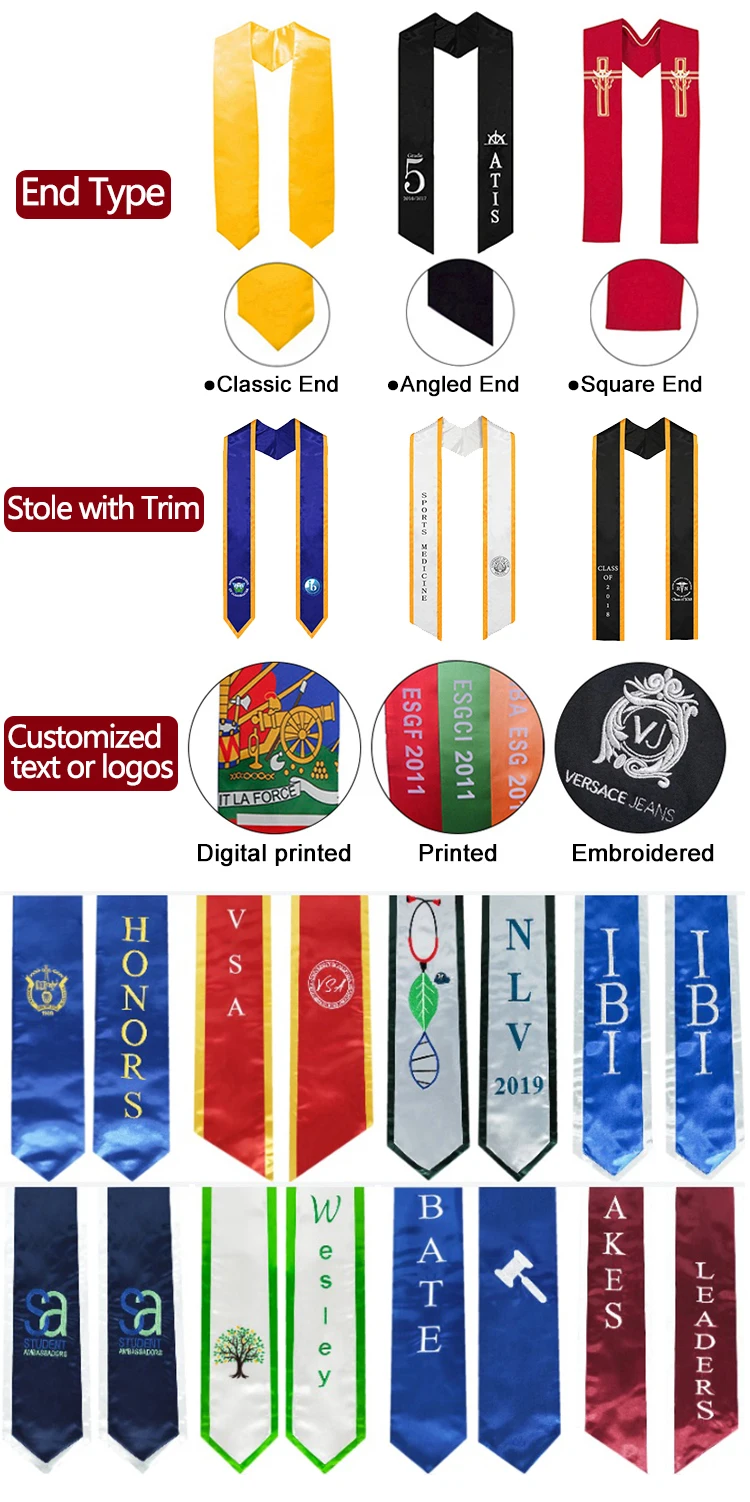 72 Inch Purple Plain Graduation Honor Sash Satin Sublimation Stoles For ...