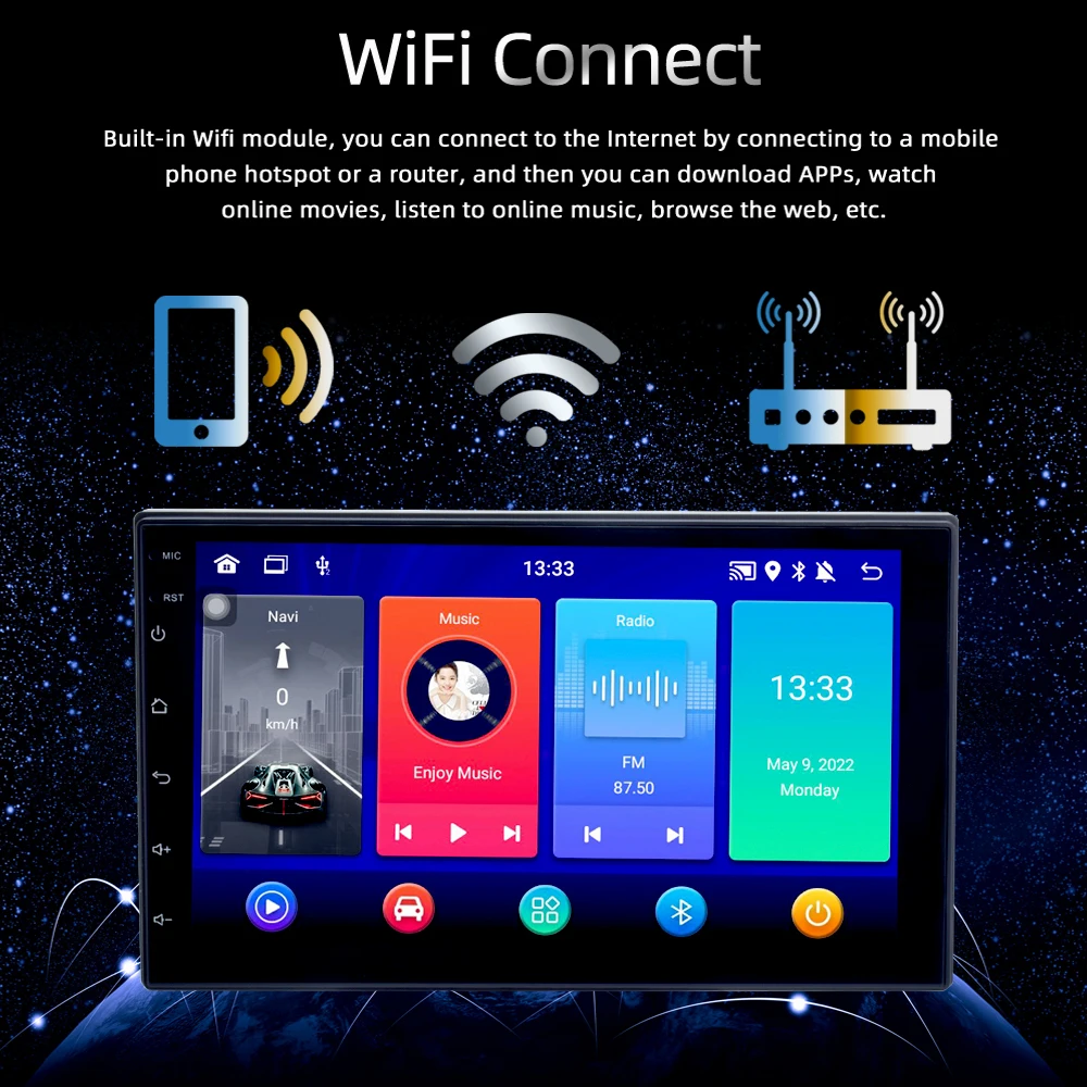 Universal Touch Screen 2 Din Android Car Radio - GPS Navigation