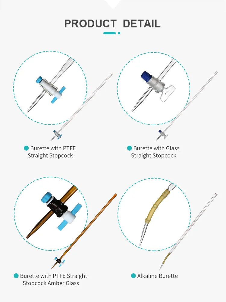 JOAN LAB Clear Glass Burette with Rubber Tubing Connection