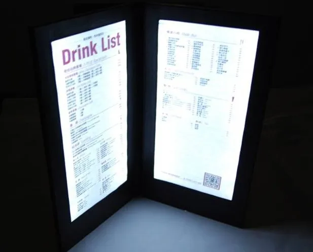 Restaurant Menu Display Led Leather Menu Holder Illuminated Led Menu ...