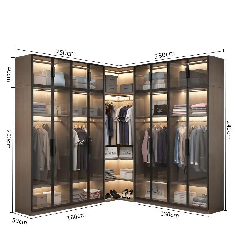Wooden L shape Conner INS Bedroom Furniture Cabinet Clothes Organizer ...