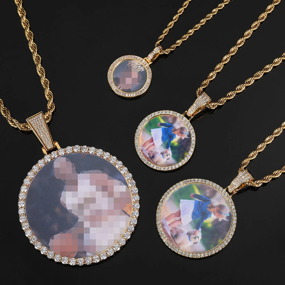 Custom Iced Out 45mm Memory Pendants Necklace Hip Hop