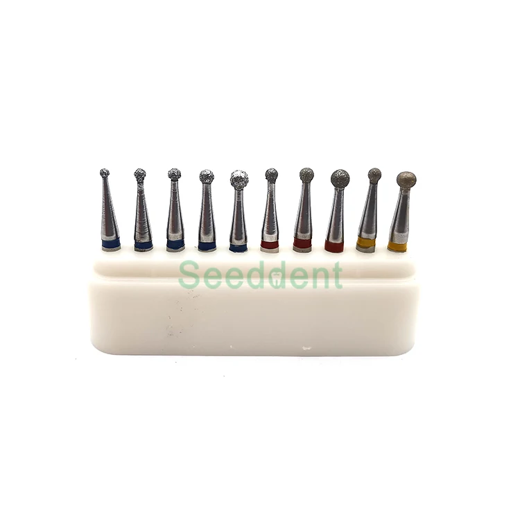 Dental Diamond Bur Kit Round Ball Shape Assorted in FG / RA Dental High ...