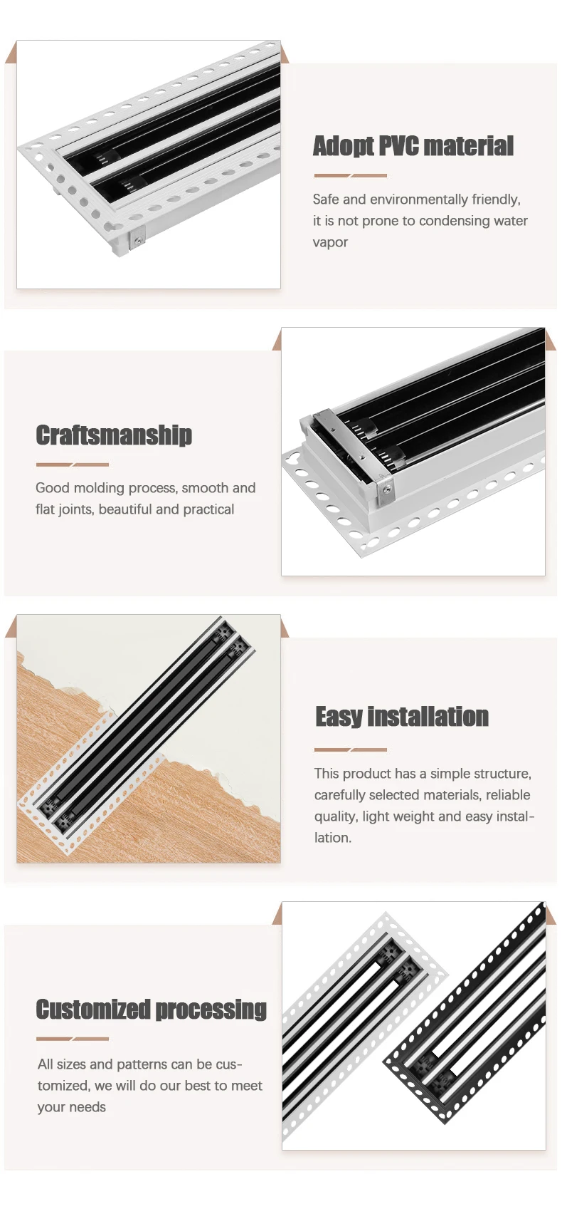 Invisible Linear Slot Diffuser Hidden Ac Linear Air Diffuser Plastic ...