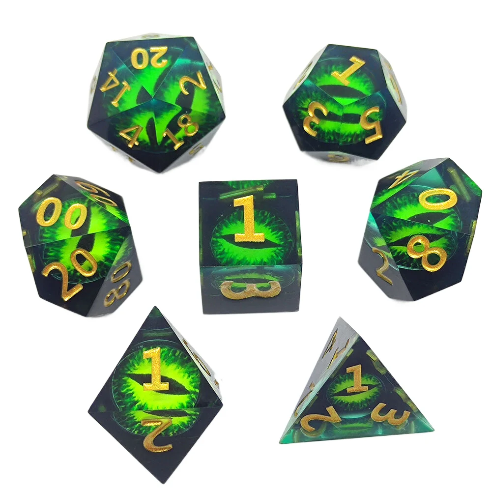 Hot Sale Customized Rpg Dnd Resin Sharp Edge Moving Dragon Eye Dice ...