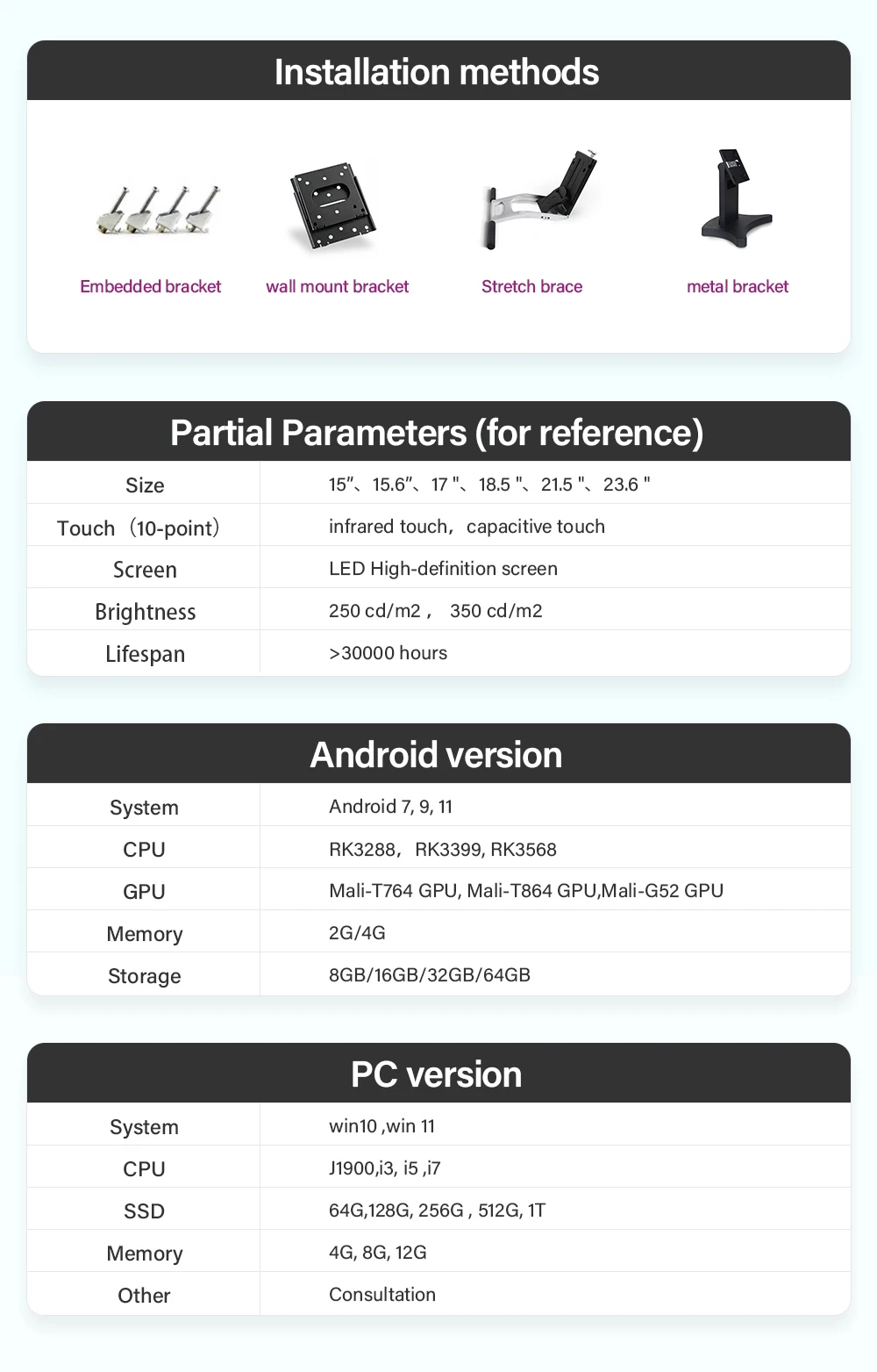 1000 Nits Industrial Touch Screen Android Monitor Touch Pc Screen ...