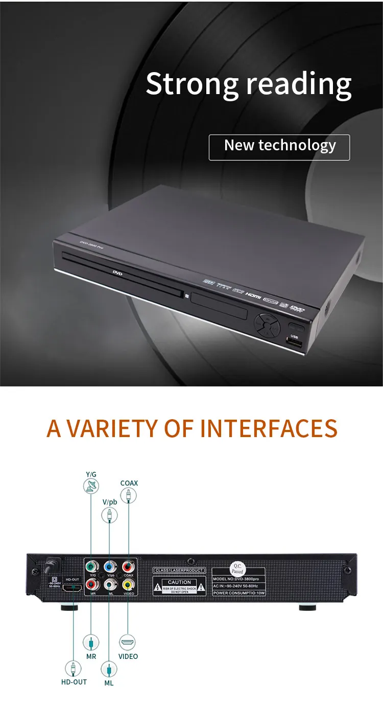 Life's Good DVD-3800 Pro 3D Blu Ray DVD Player for Home - AV Input, USB ...