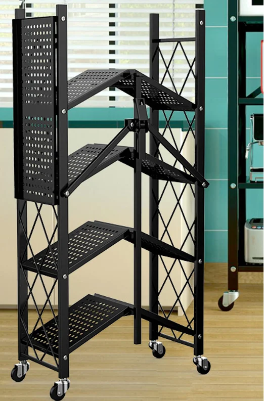 Multi-layer Folding Kitchen Display Shelf Foldable Kitchen Storage Rack ...