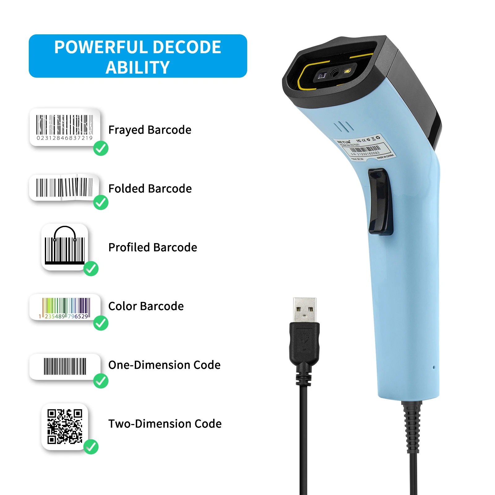 Netum DS7500 - Hands Free Auto Scan Bluetooth Barcode Scanner