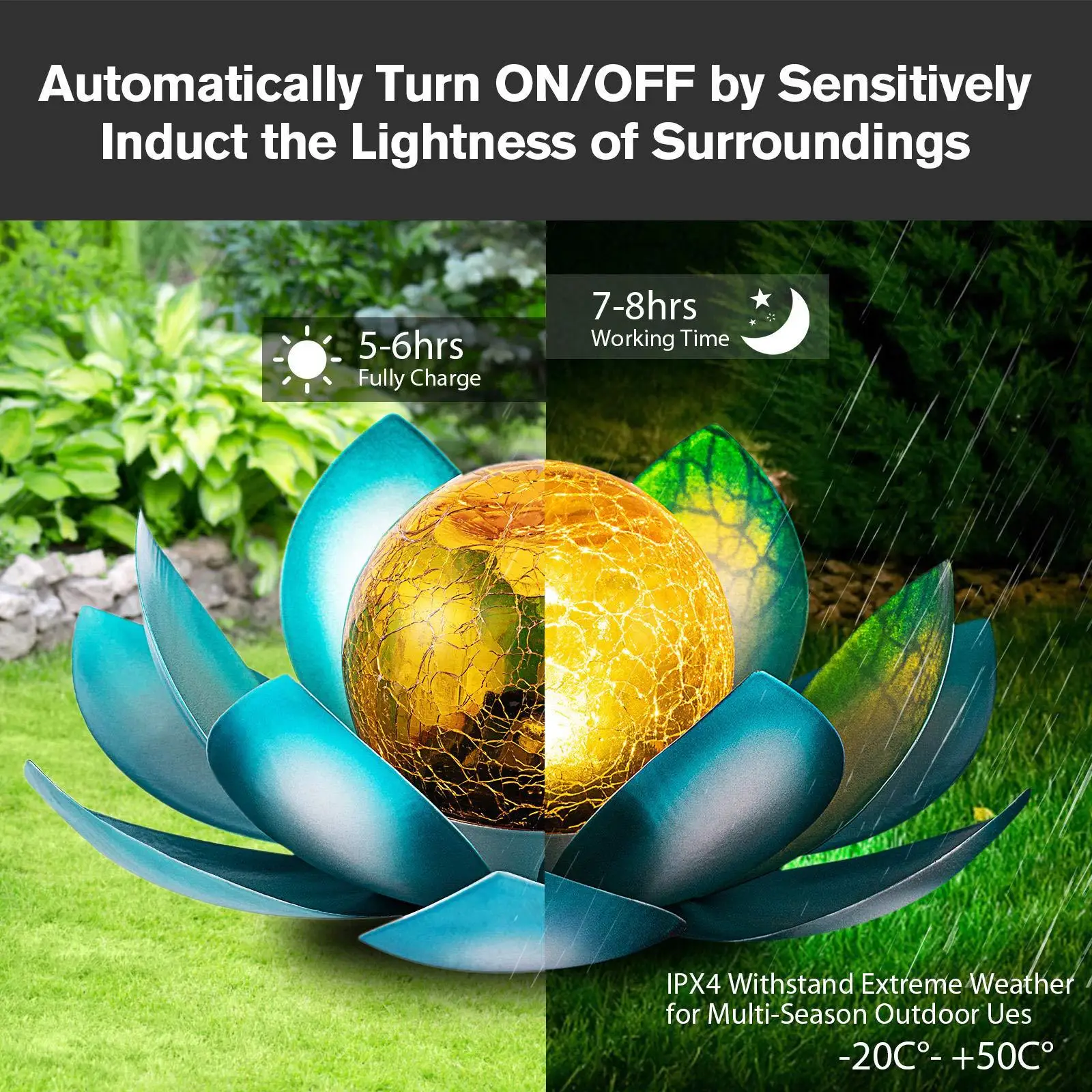 Solar Lotus Flower LED Garden Light - Warm White Bliss