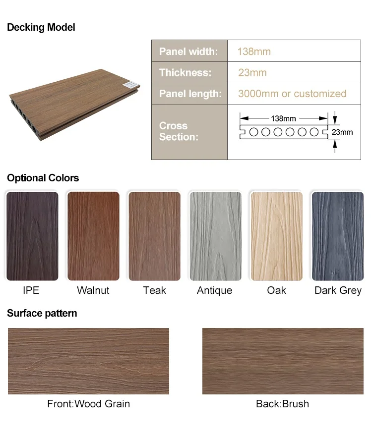 Durable Teak Wood Grain Outdoor Flooring - WPC Decking