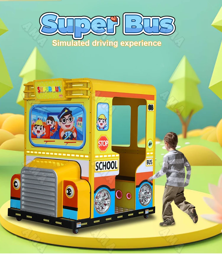 Super School Bus Theme Park Rides Arcade Game Machine Rocking Back and ...