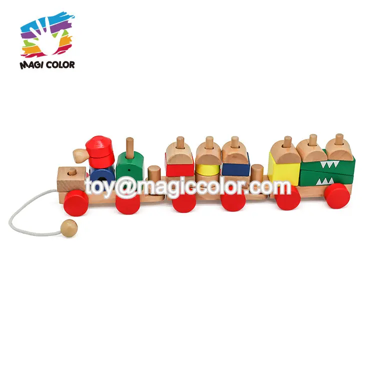 New Design Educational Diy Stacking Blocks Wooden Block Train Toy For ...
