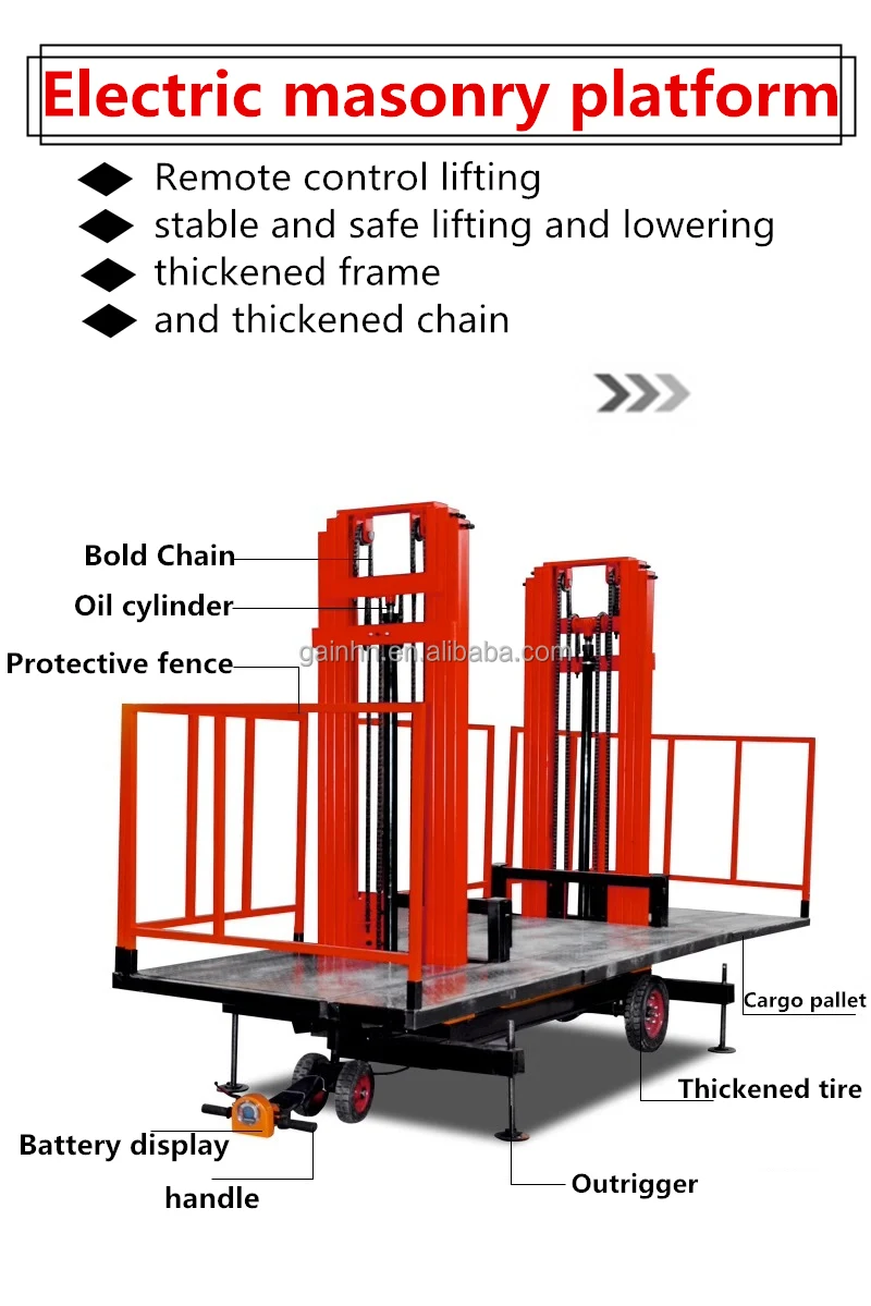 6 Meter Lift Scaffolding 500kg Hydraulic Electric Lift Mobile Material ...